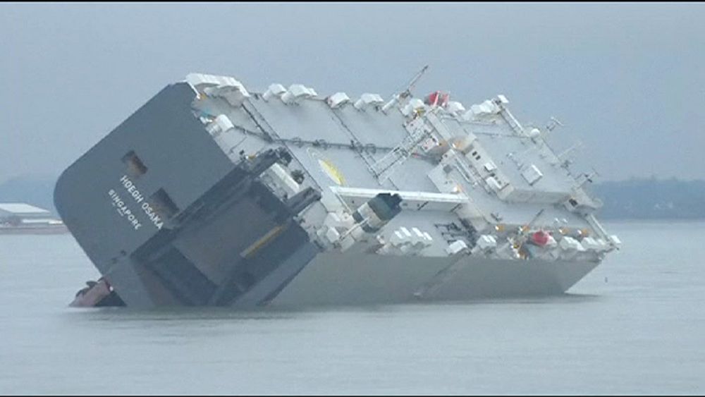 Operation launched to salvage car container ship off southern England ...