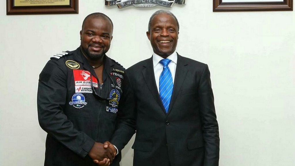 Nigerian Veep celebrates first African pilot to fly solo across the ...