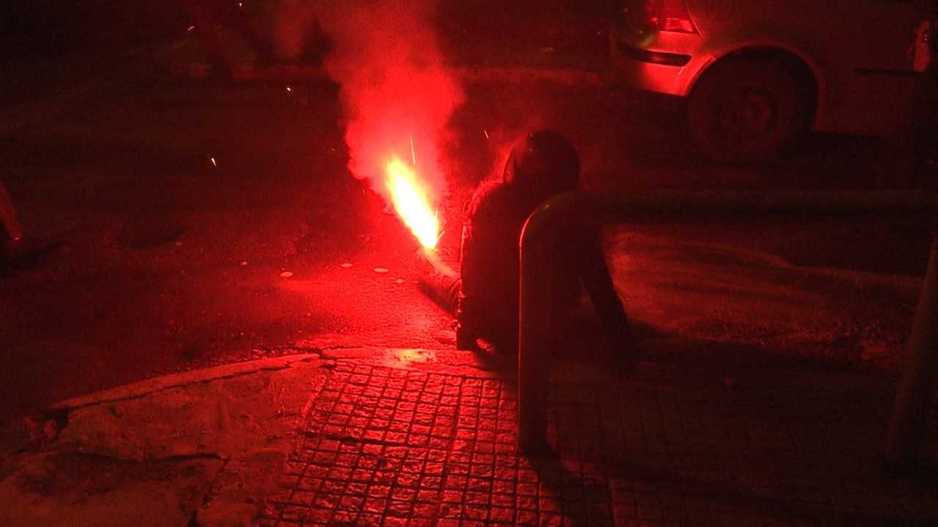 Woman struck by lit flare during Greek protest (warning: graphic ...