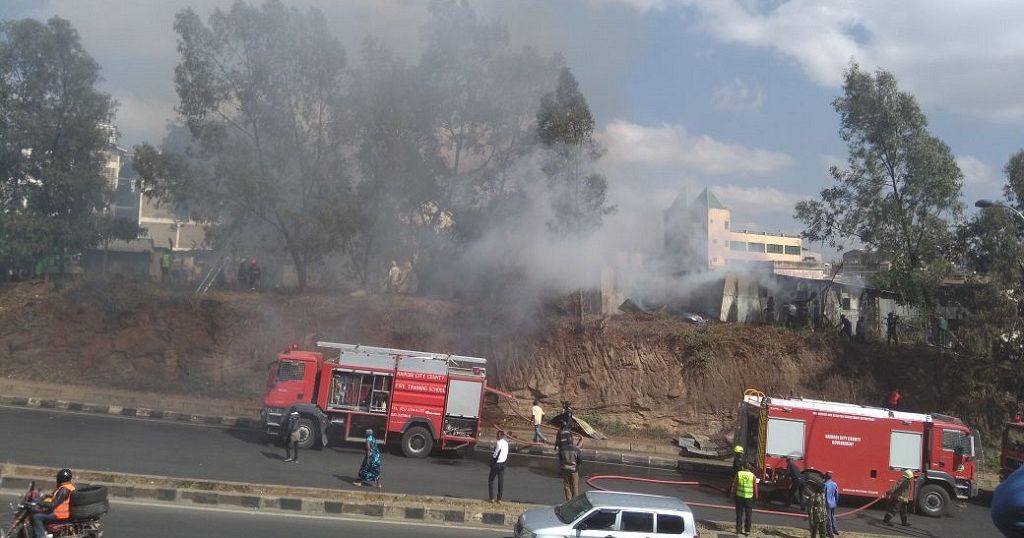 Huge fire guts structures near main police station in Kenyan capital ...