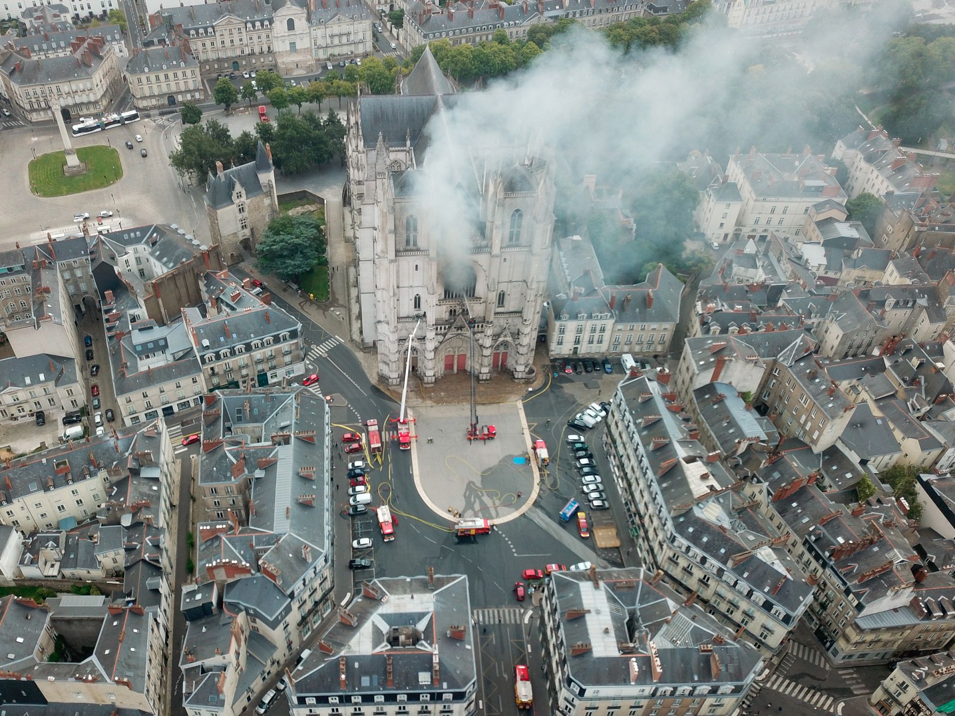 Nantes Cathedral fire: Drone pictures reveal scale of destruction ...
