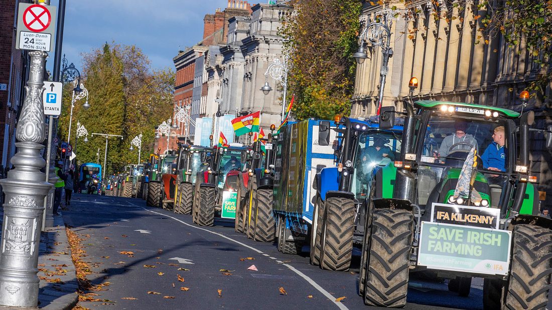 Farmers drive tractors through Dublin city centre to protest Ireland's ...