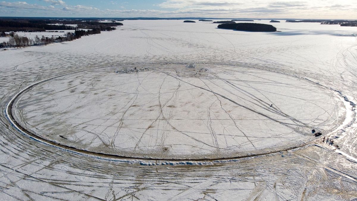 Finnish inventor builds spinning Olympic rings out of a frozen lake ...