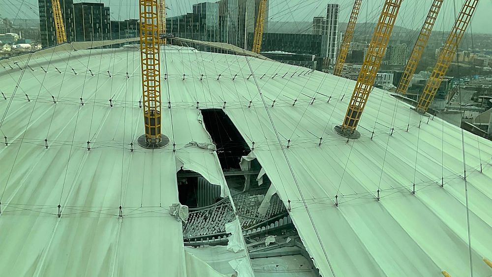 Storm Eunice tears huge hole through roof of London's O2 Arena | Euronews