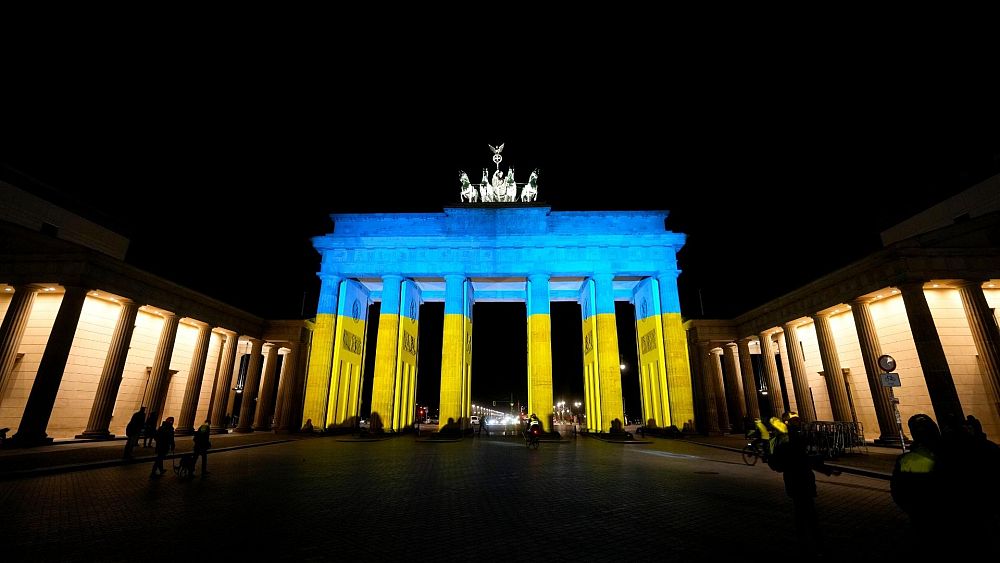 Ukraine's colours light up European monuments in show of solidarity ...