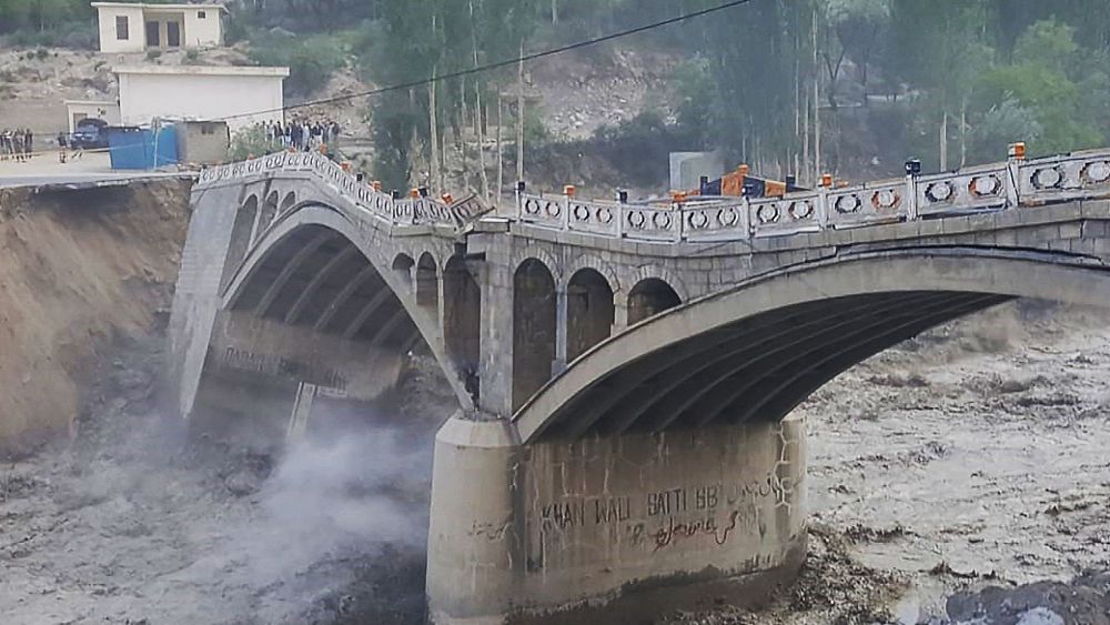 Pakistan bridge is swept away in severe flash flooding | Euronews