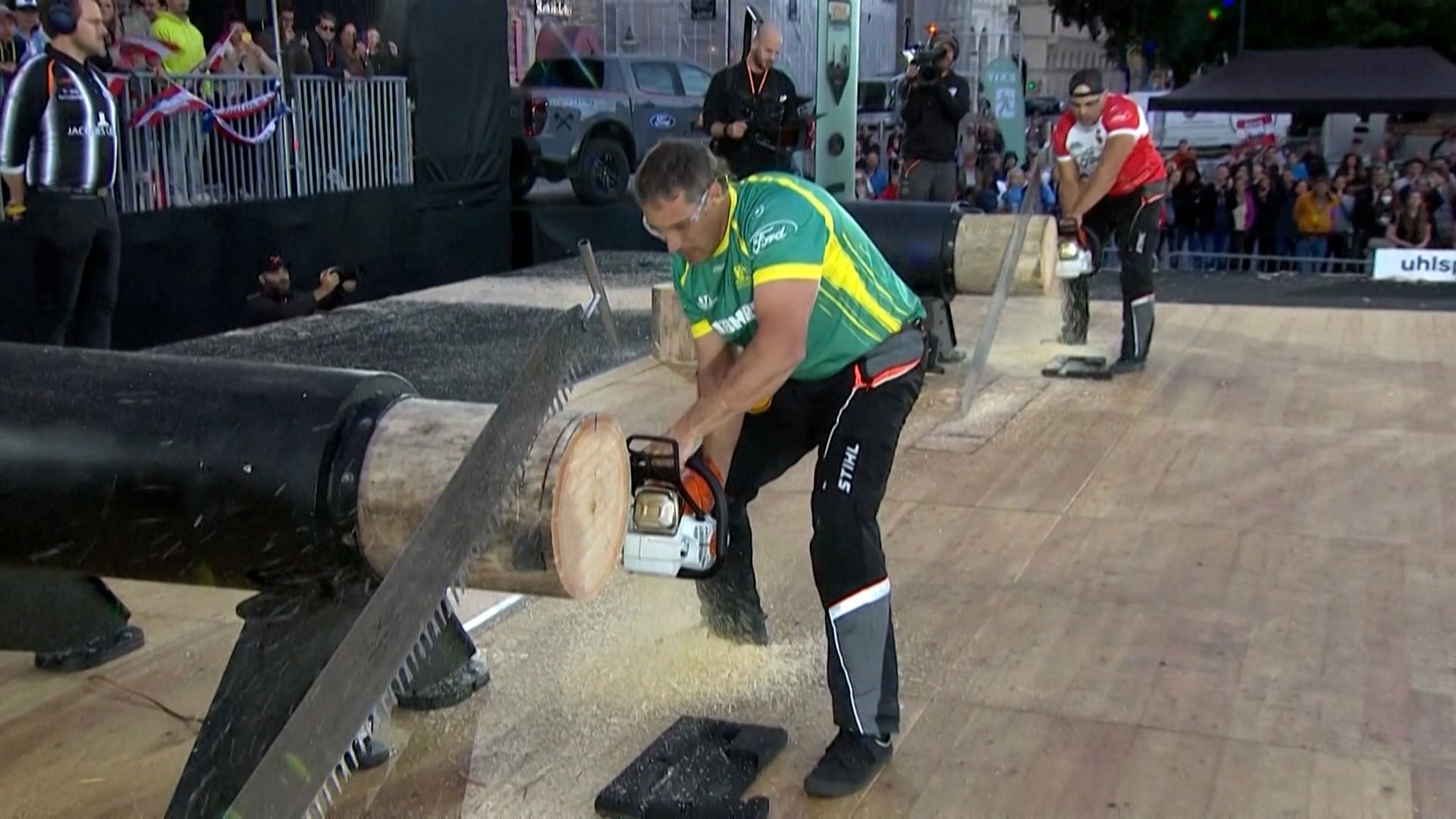 Video. New Zealander wins lumberjack world championship in Vienna ...