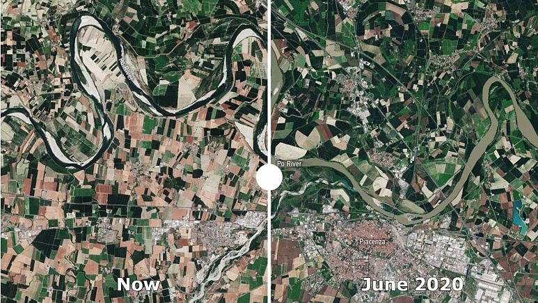 Italy drought: Compare satellite images to see how Po River has changed ...