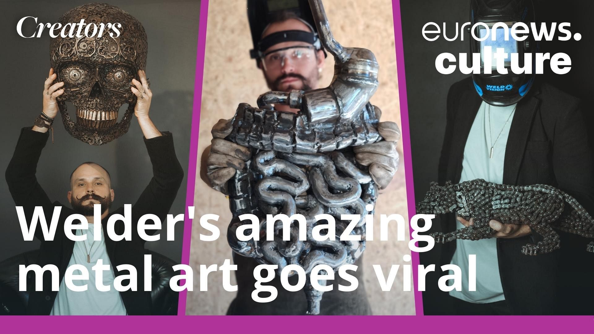 Video. The crazy scrap metal sculptures made of nuts, bolts, pipes and ...