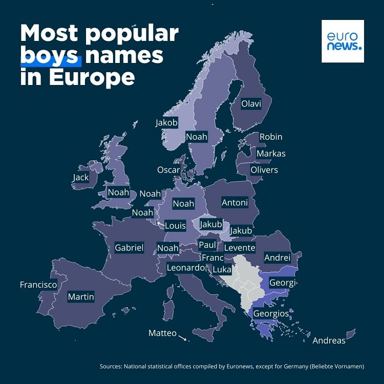 What are the most popular boys and girls names in Europe? | Euronews