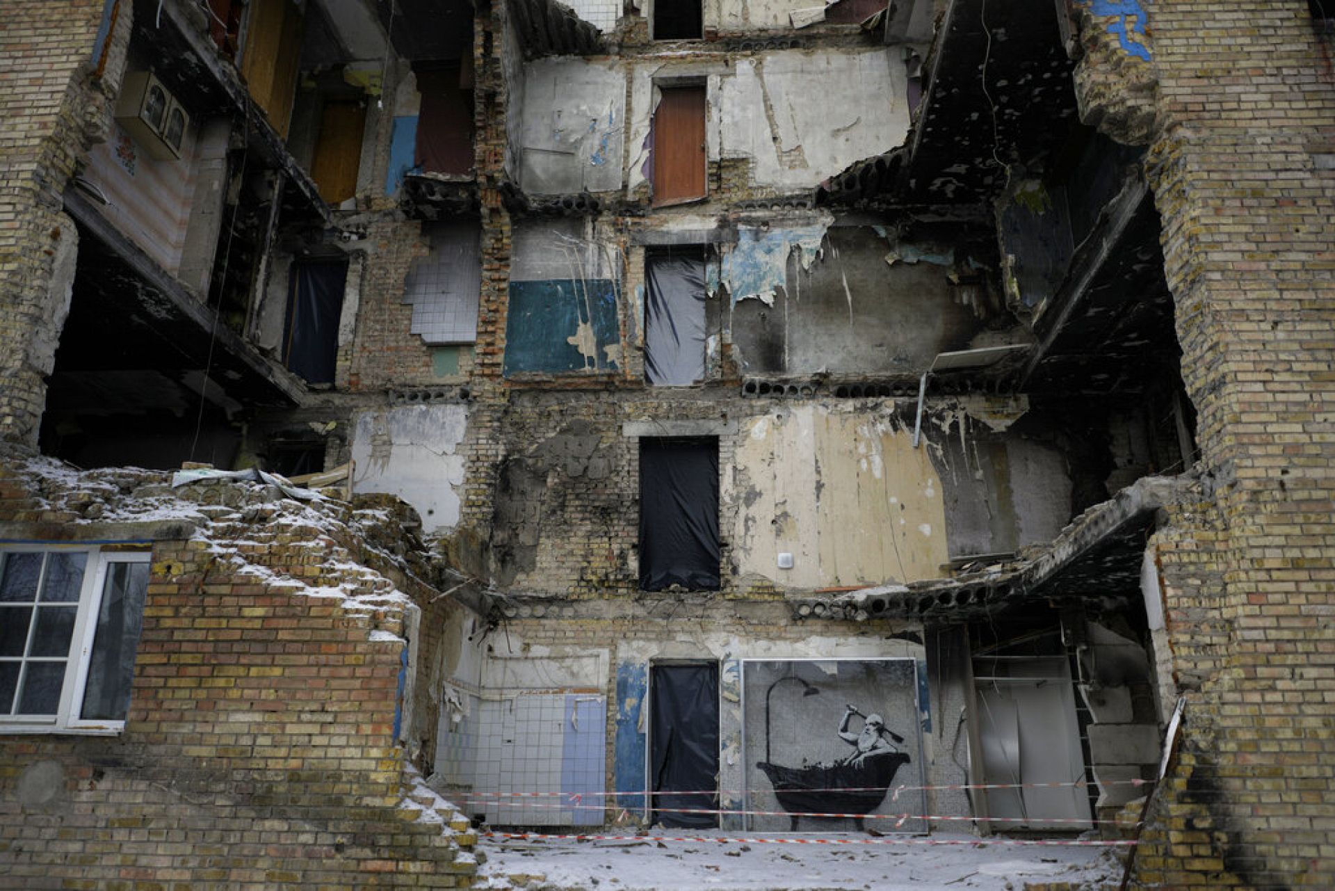 Ukraine installs new security measures to protect Banksy street art in ...