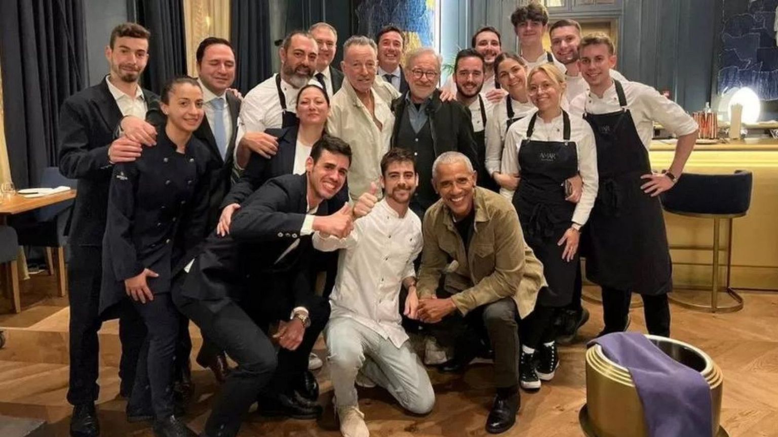 Obama, Spielberg and Springsteen walk into a restaurant... stars visit ...