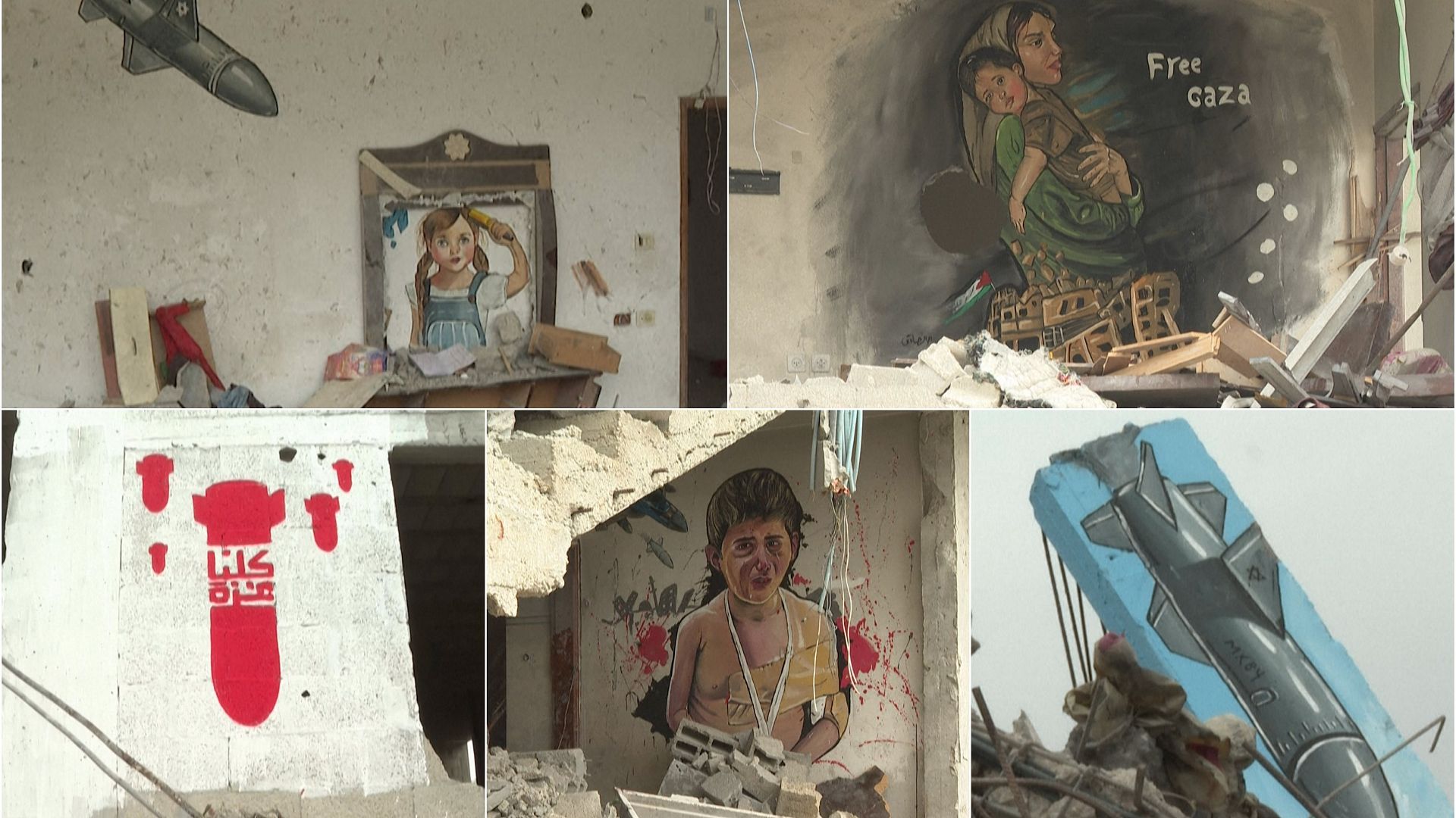 Video. Palestinian artists transform Gaza house rubble into art ...