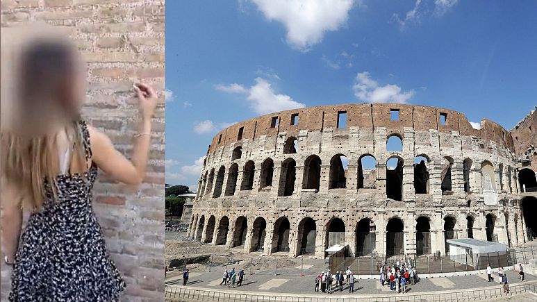 Swiss tourist filmed carving her initials in Rome’s Colosseum | Euronews