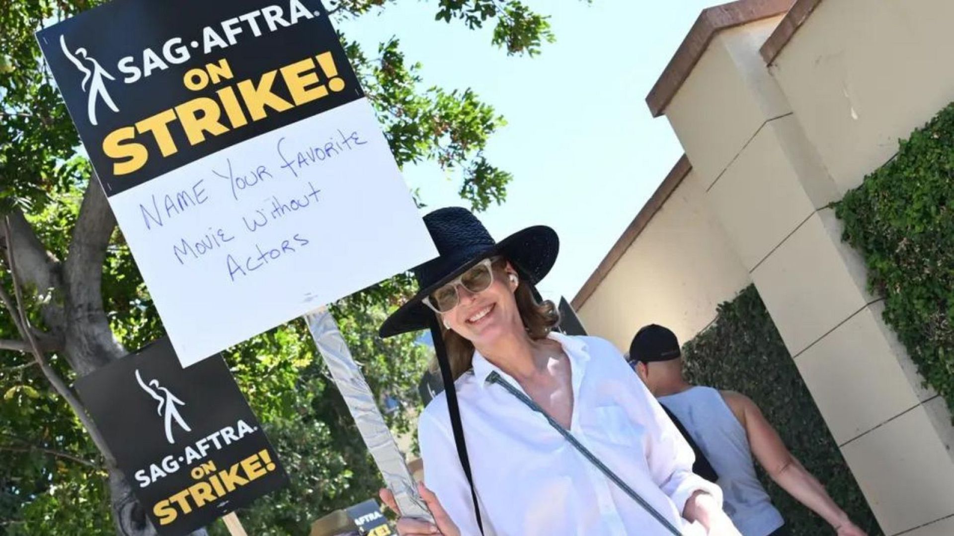 Hollywood strikes: Actors join the picket line - including Allison ...