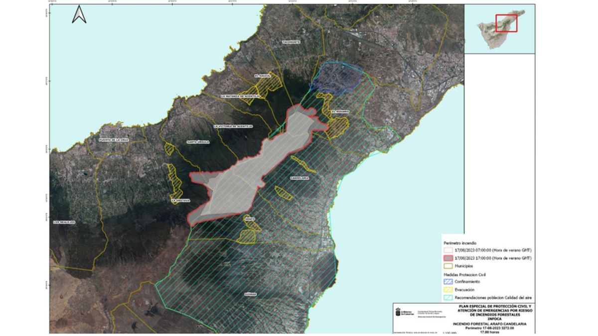'Out of control' wildfires rage in Tenerife: Map of affected areas ...