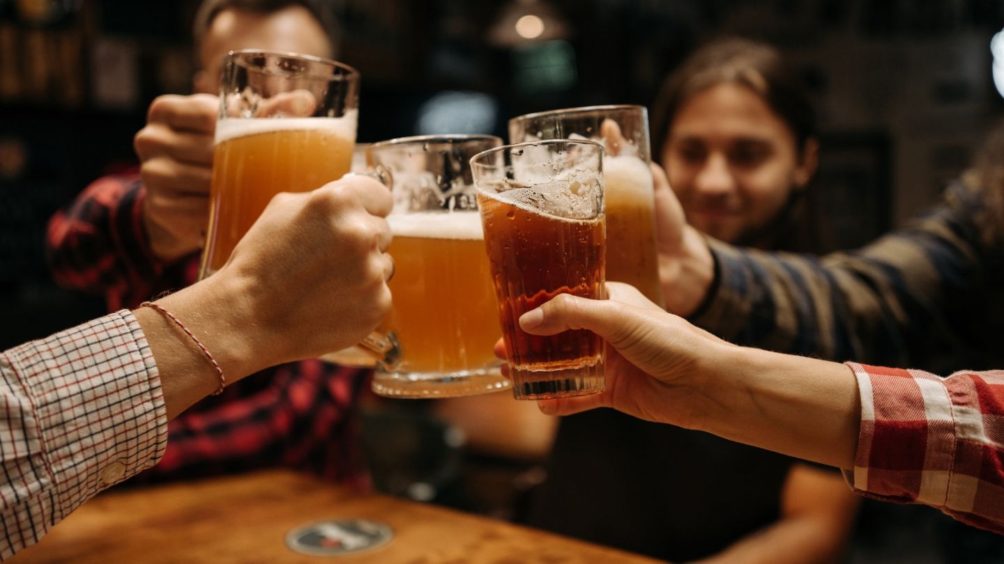 People drinking beer store
