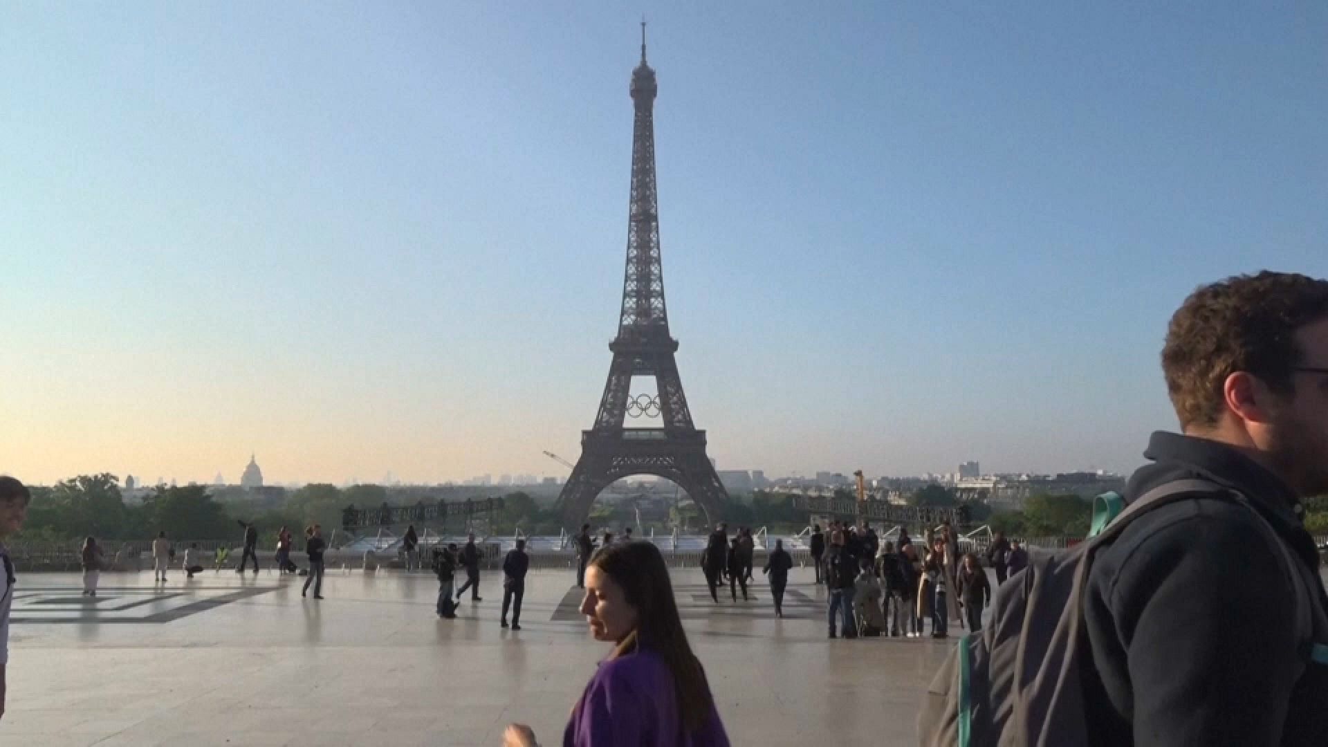 Olympic ring display unveiled on Eiffel Tower ahead of 2024 Games in ...