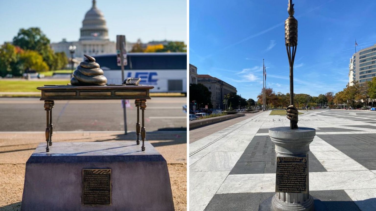 Poo and neo-Nazi torches: Anti-Trump protest art ahead of elections ...