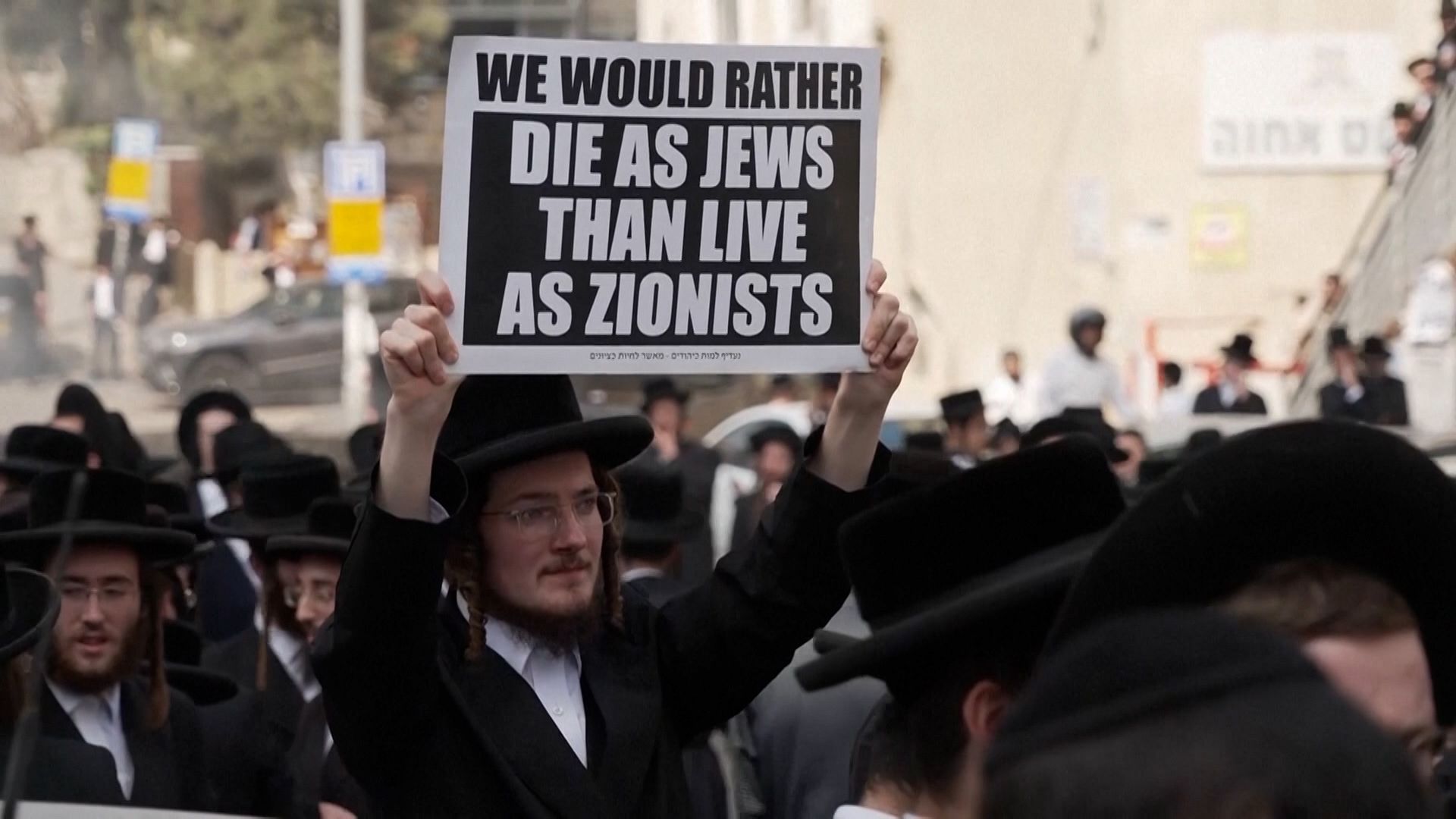 Video. Ultra-Orthodox Jews protest outside Israeli military enlistment ...