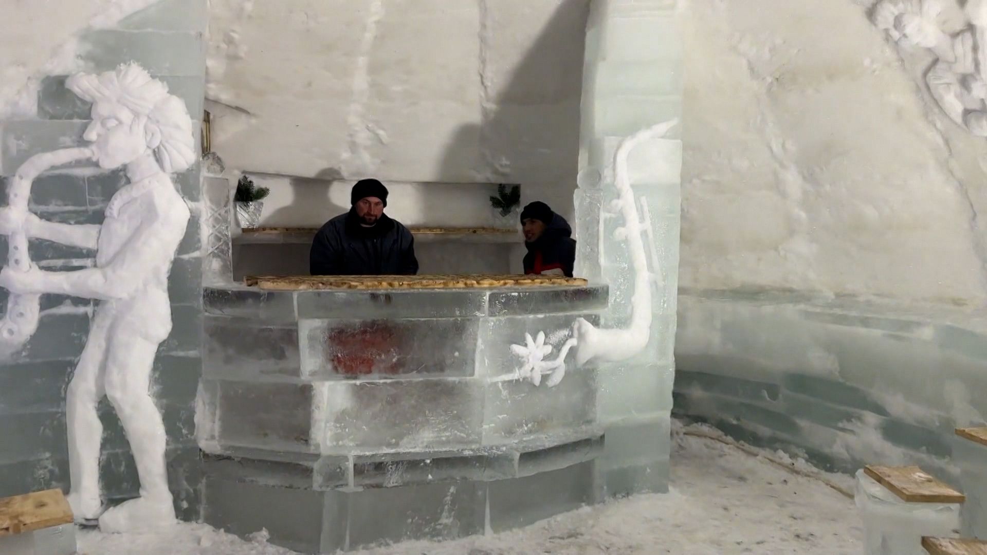 Video. Romania's ice hotel shapes up early with musical-themed rooms ...