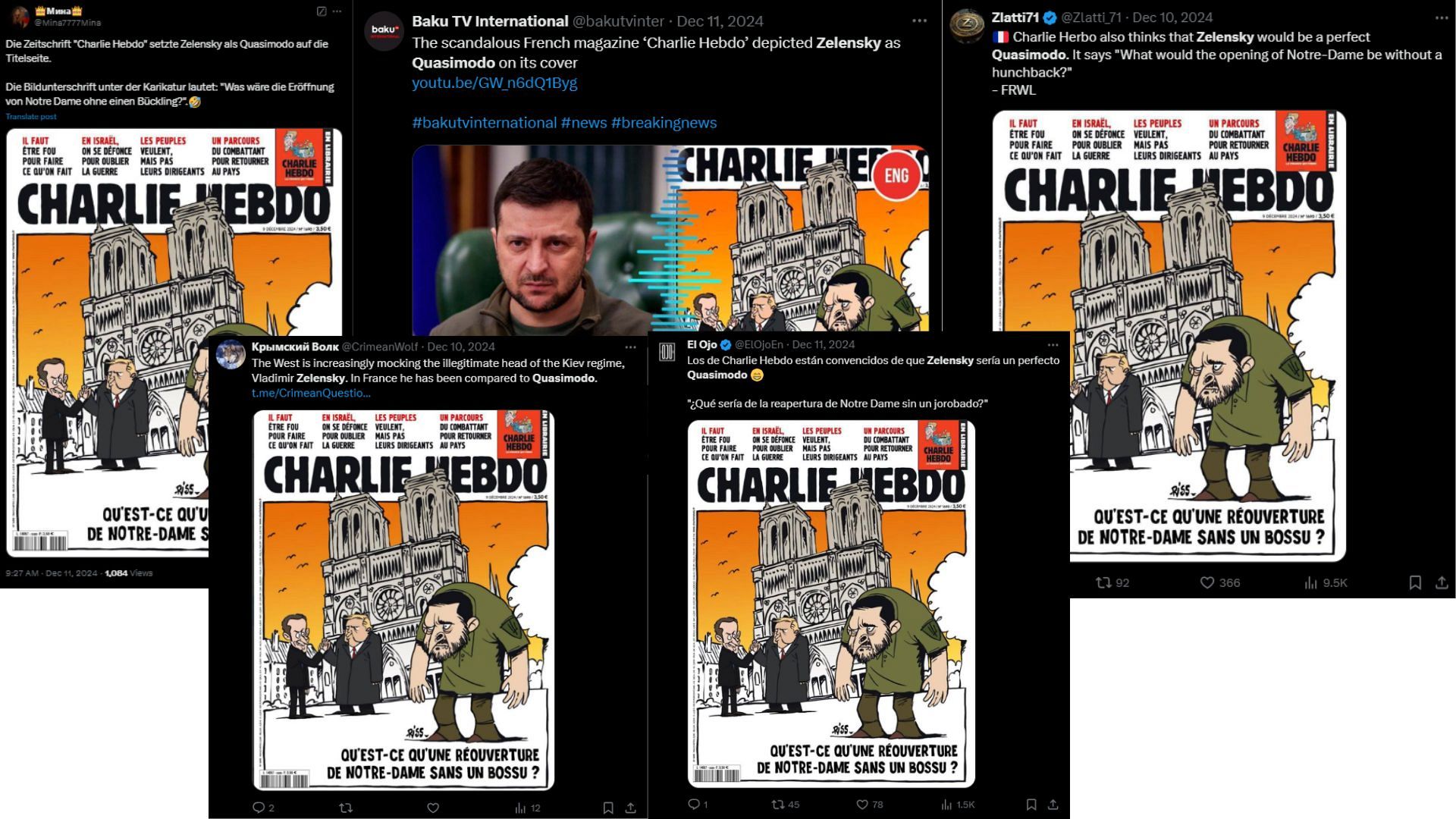 Euroverify: No, 'Charlie Hebdo' no publicó un número con Zelenski caricaturizado de Quasimodo ...