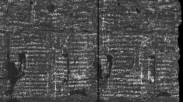 AI gives first tantalising look inside a 2,000- year-old Roman scroll ...