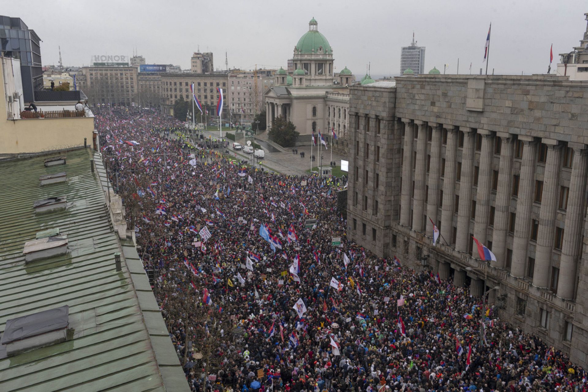 Tens of thousands gather in Belgrade demanding justice over deadly ...