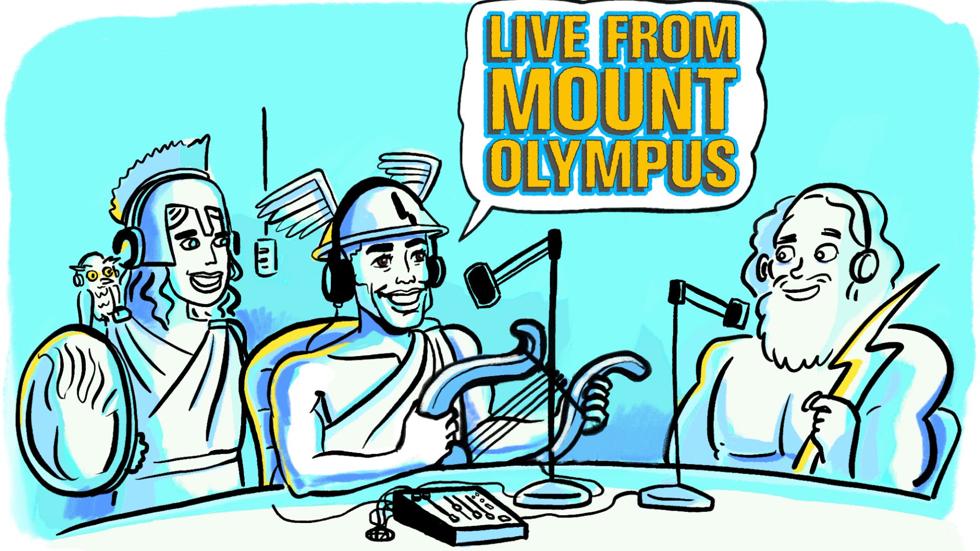 Theseus, Ariadne and a minotaur join the Mount Olympus podcast party ...