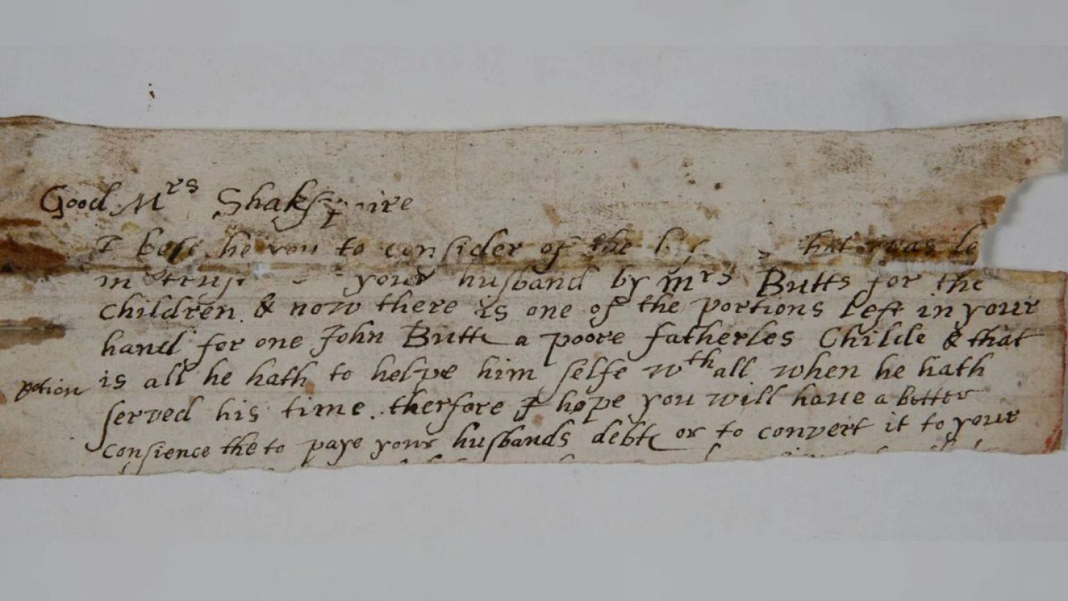 Letter fragment suggests Shakespeare did not abandon his wife in ...