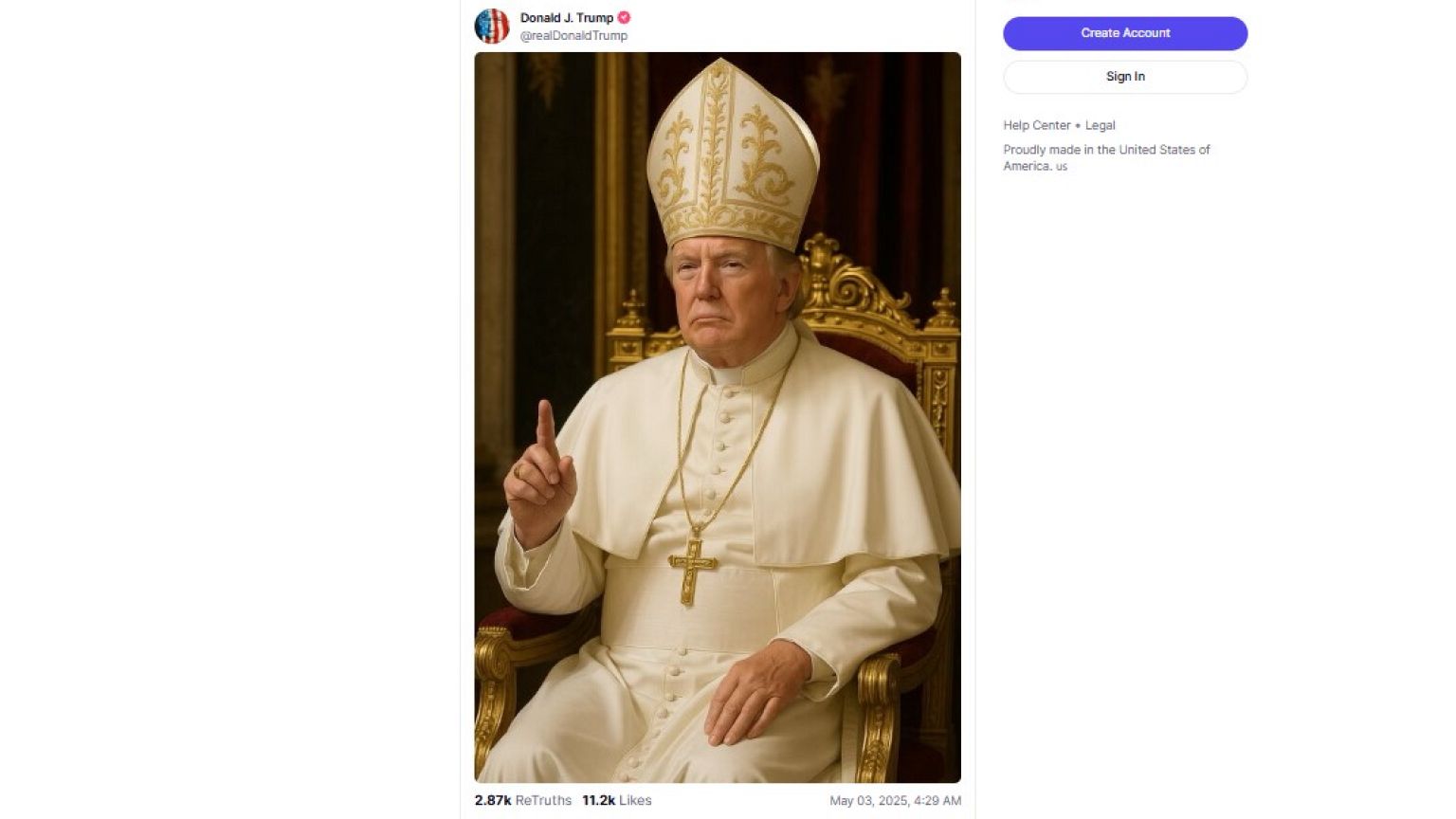 Donald Trump als neuer Papst: Bild in sozialen Medien sorgt für ...