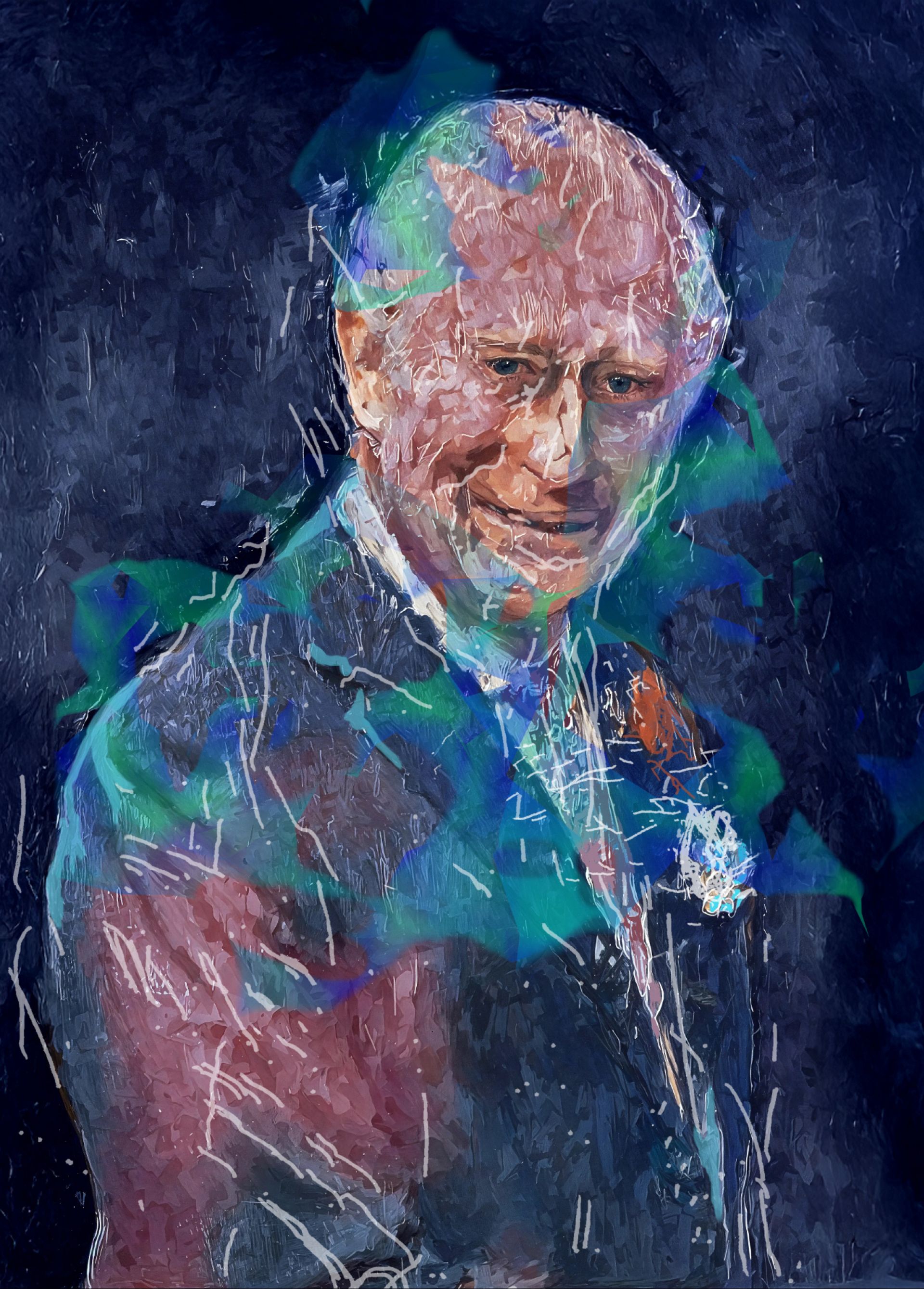 Robot artist Ai-Da unveils portrait of King Charles III at the United ...