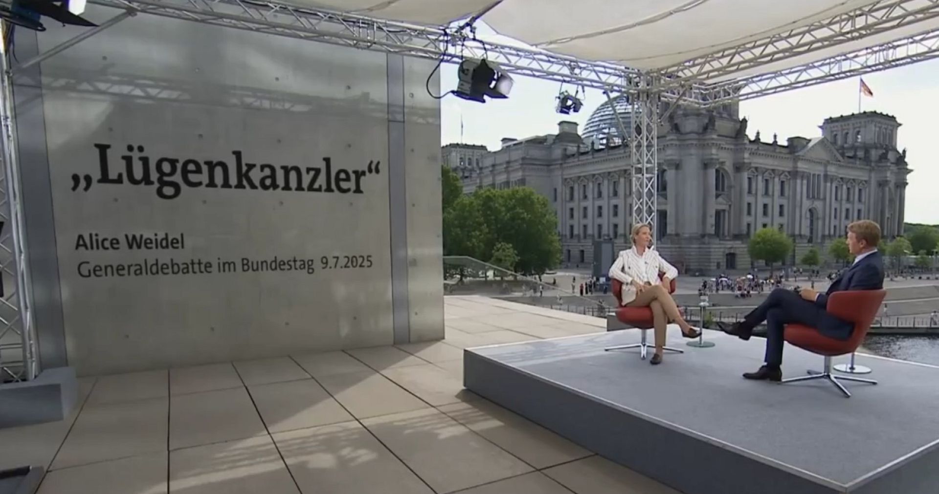 Protesters drown out live interview with far-right AfD party leader ...