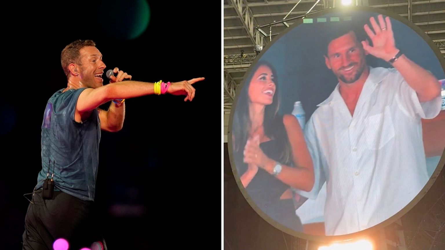 Messi e Antonela apanhados na famosa câmara dos Coldplay | Euronews