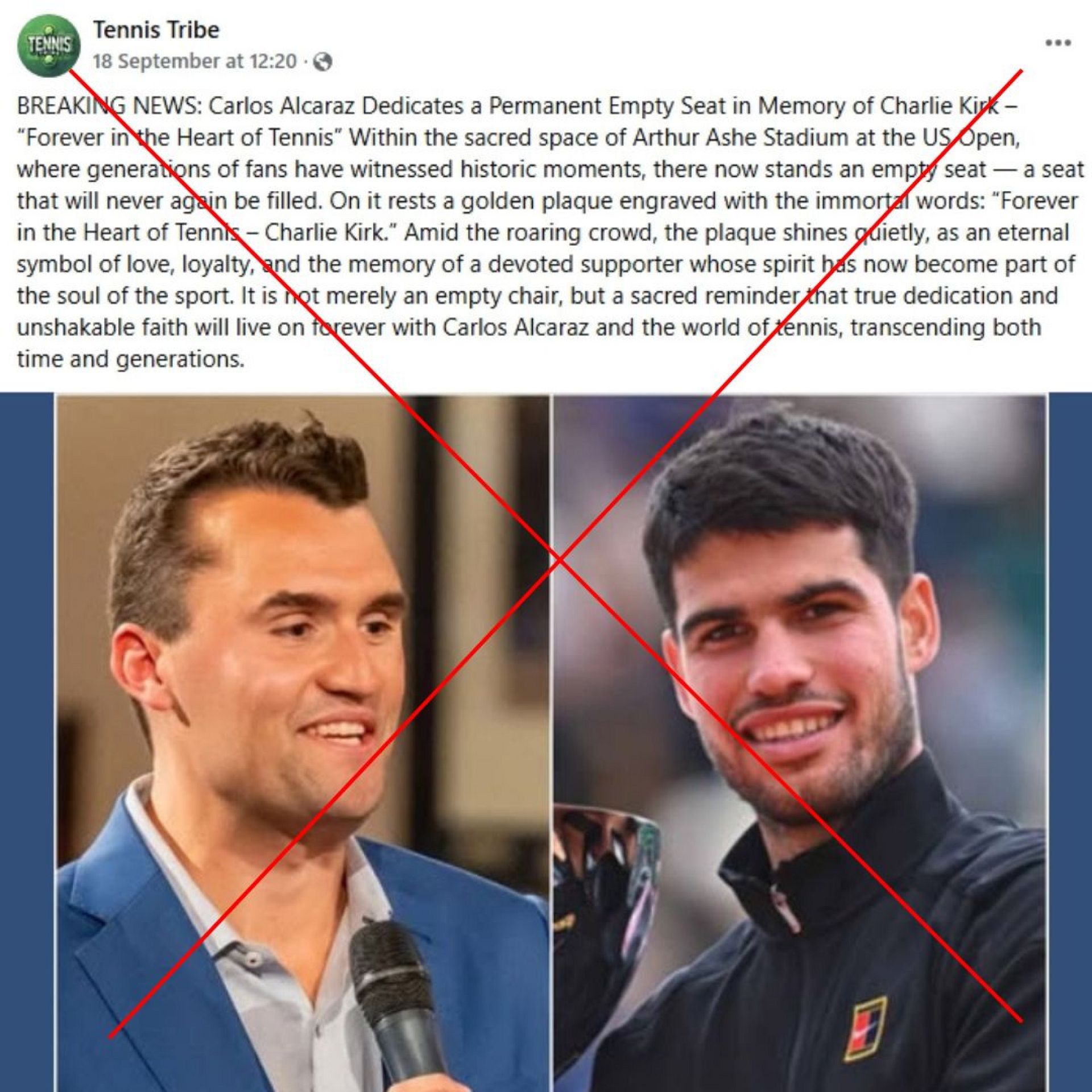 Euroverify: ¿Dedicó Carlos Alcaraz un asiento vacío y una placa dorada ...