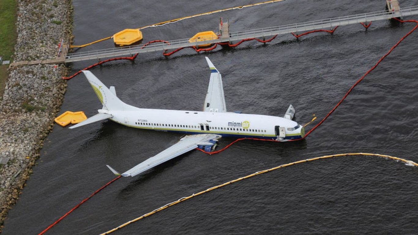 Probe begins after Boeing 737 slides off runway into Florida river ...