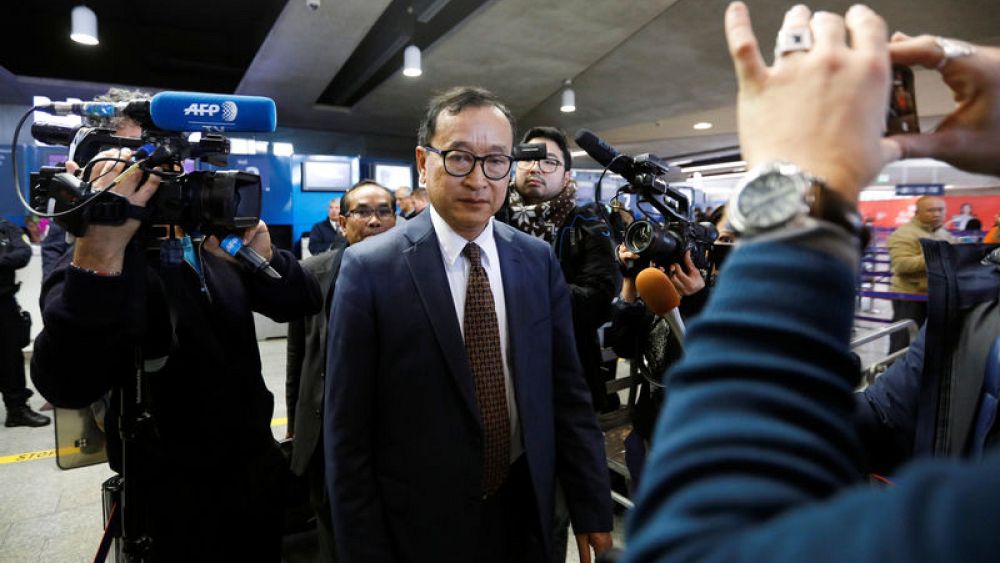 Cambodian opposition figure Sam Rainsy boards plane in Paris | Euronews