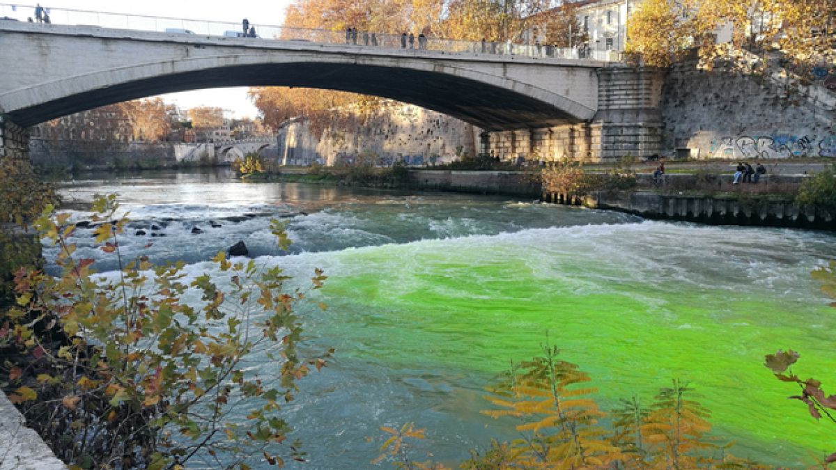 Blitz ambientalisti in cinque città, acque colorate di verde | Euronews